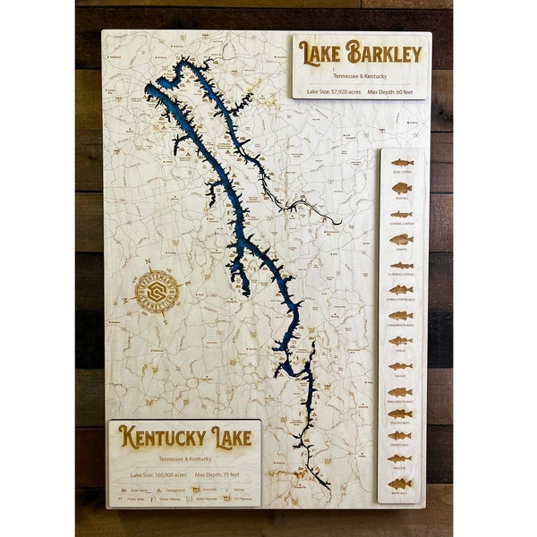 Map of Lake Barkley - Etsy