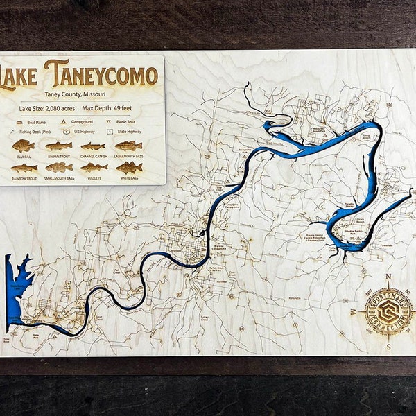 Taneycomo Lake Map Print - Etsy