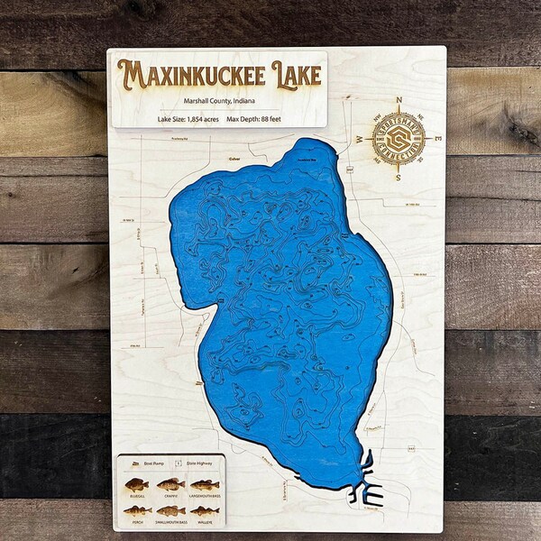 Lake Maxinkuckee Map - Etsy