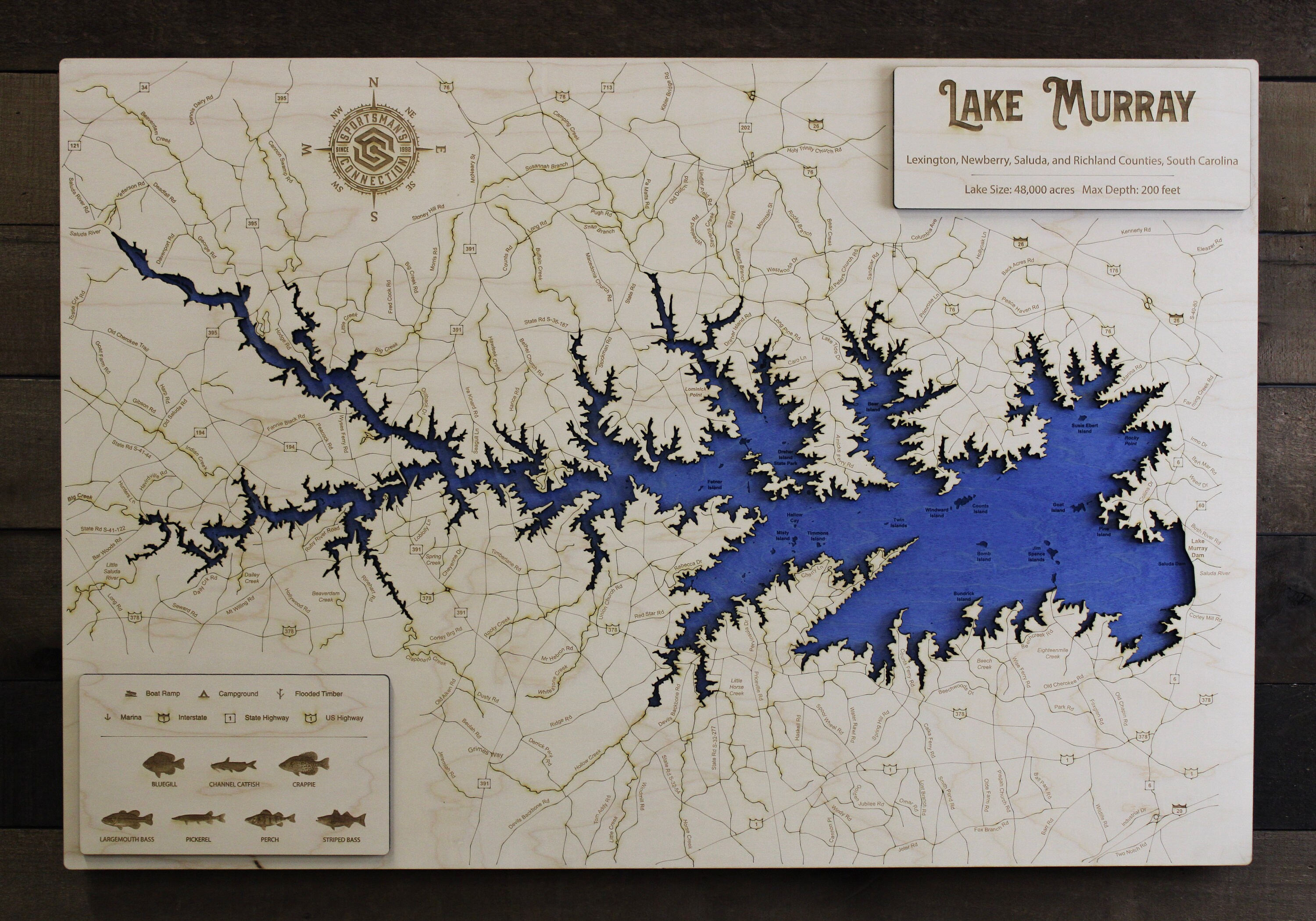 Razorback Lake vilas Co, WI Wooden Engraved Map, Wall Art, Home Décor ...