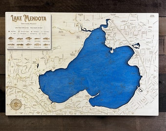 Lake Mendota Map Art - Etsy