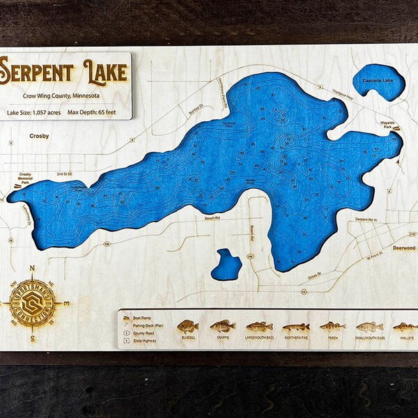 Crow Wing Lake Map - Etsy