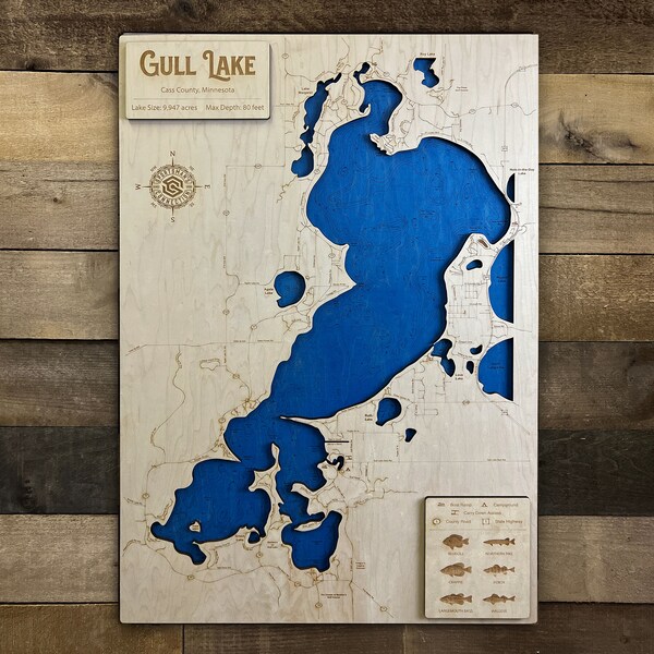 Gull Lake Map Svg - Etsy