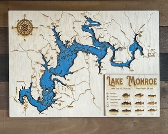 Lake Monroe Map - Etsy