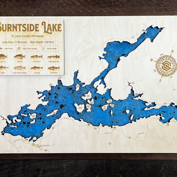 Burntside Lake Map - Etsy