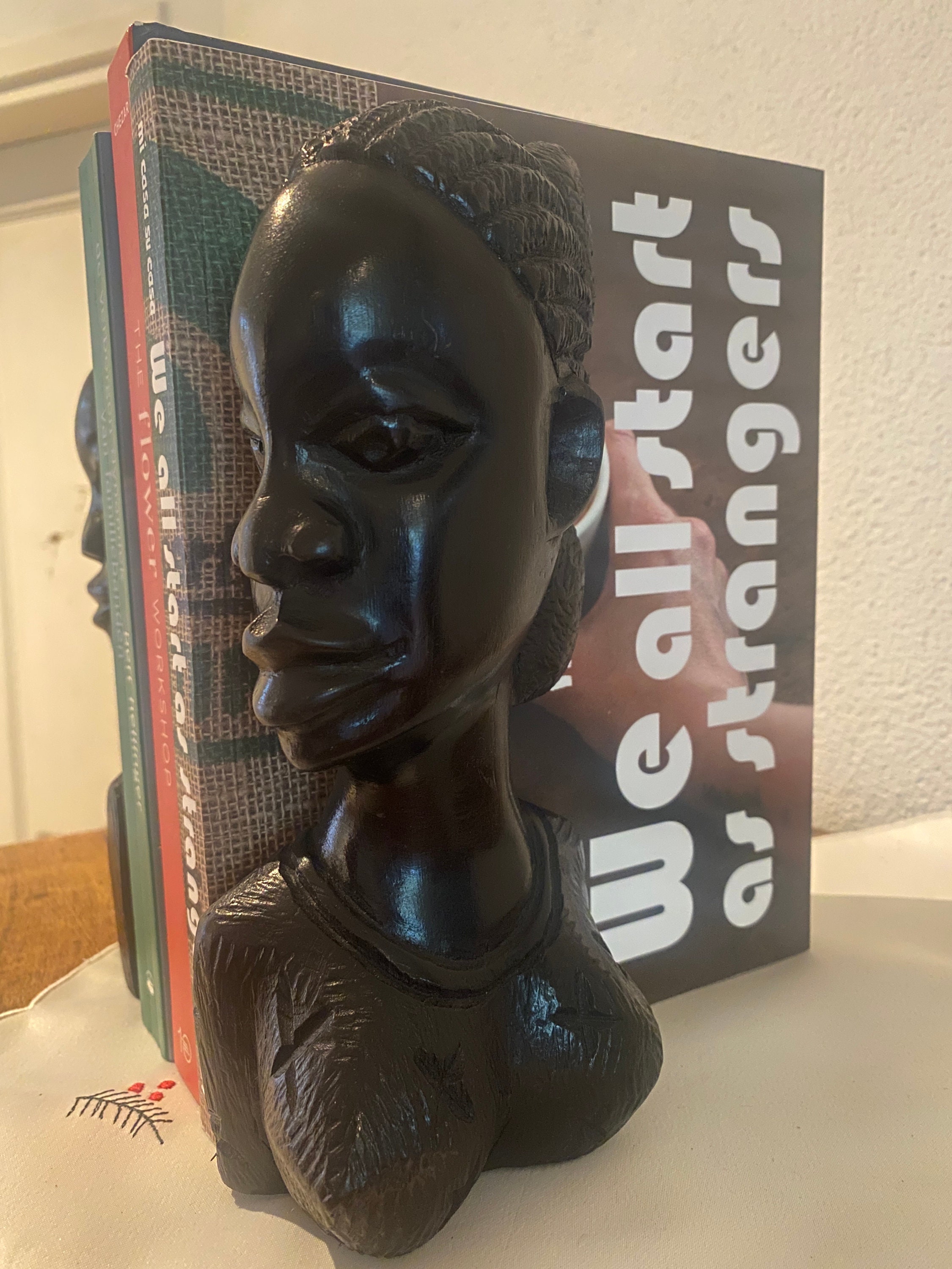 Ebony Hand Carved Tribal Male and Female Bookends Vintage - Etsy