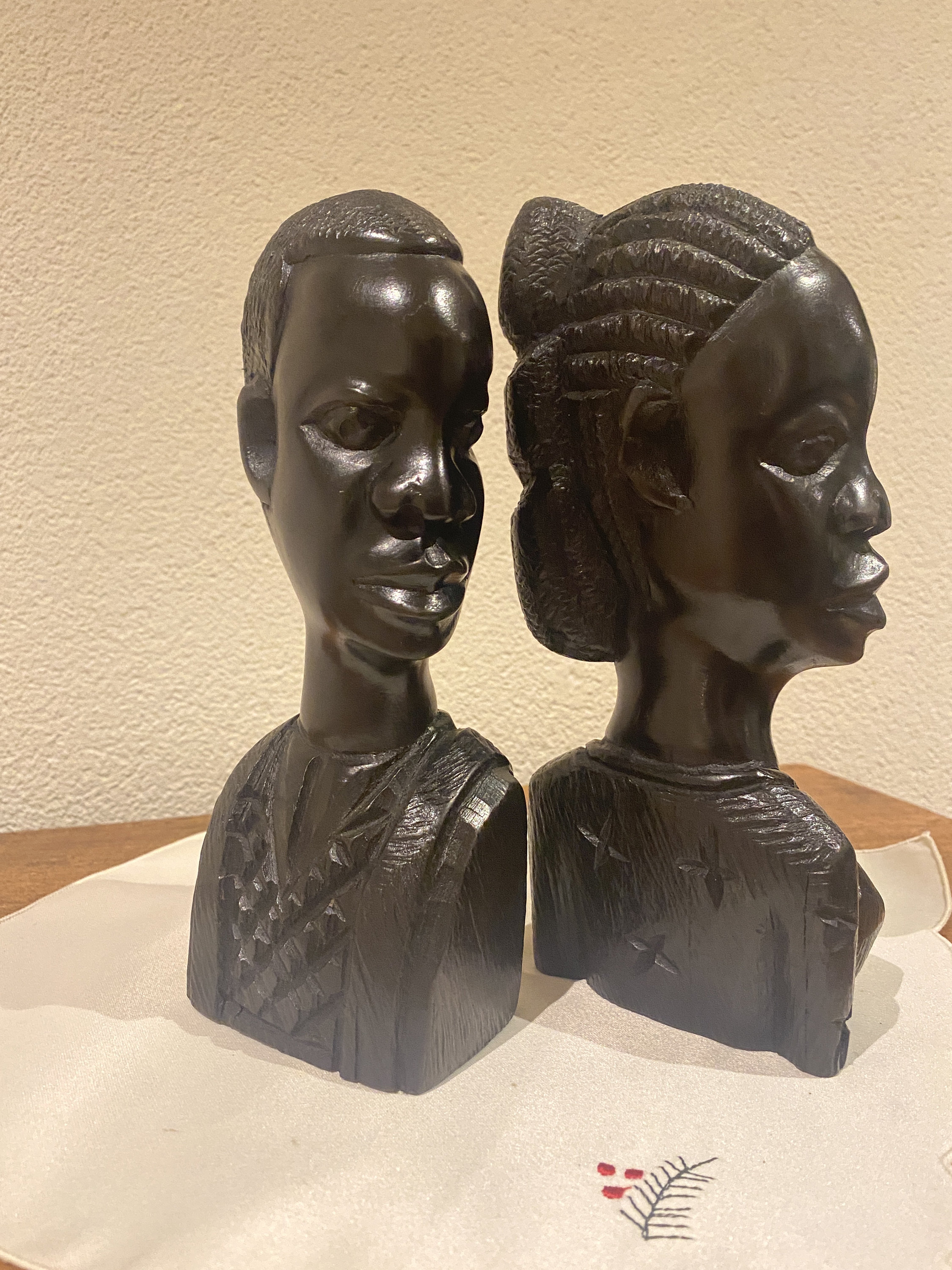 Ebony Hand Carved Tribal Male and Female Bookends Vintage - Etsy