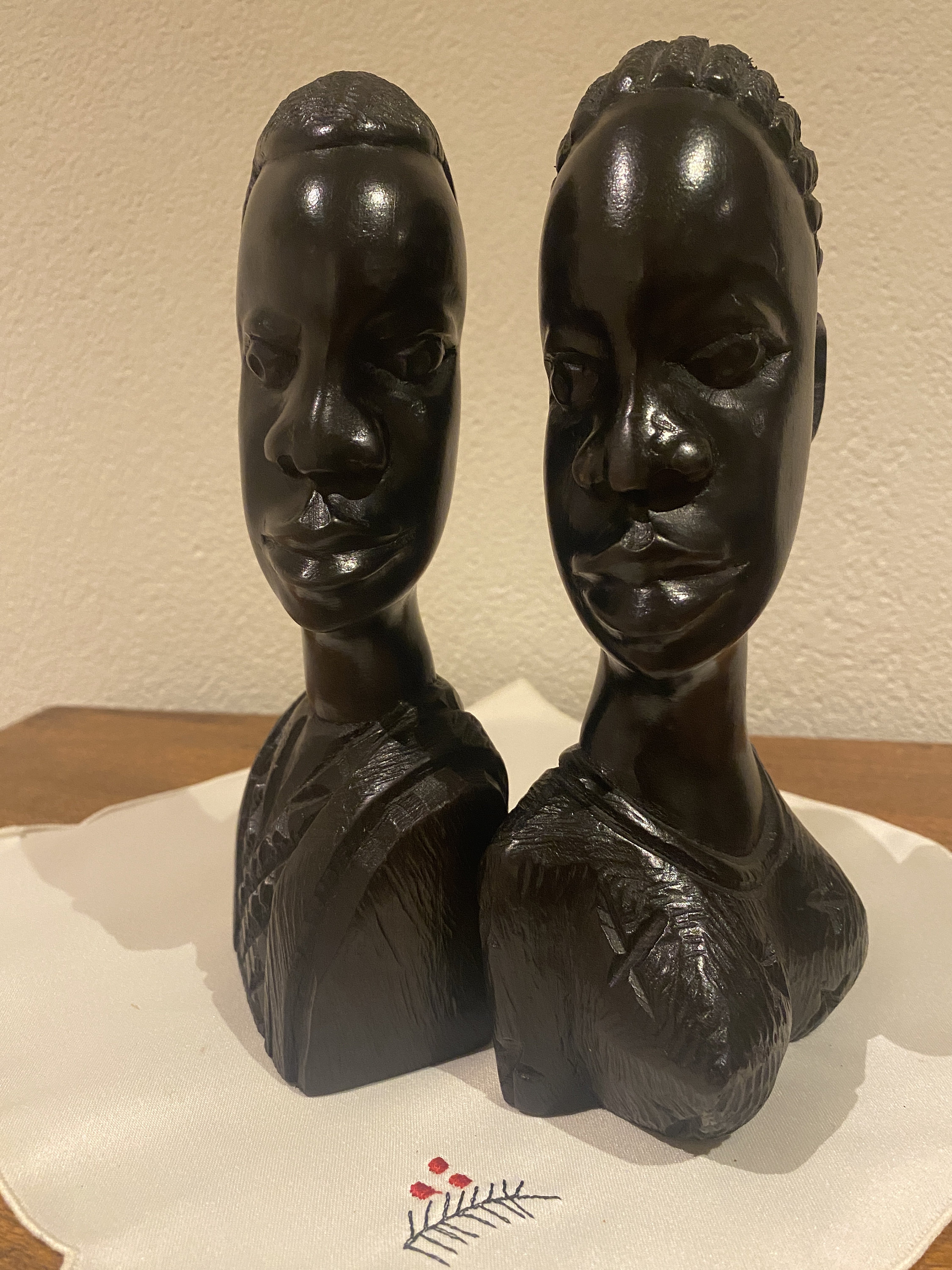 Ebony Hand Carved Tribal Male and Female Bookends Vintage - Etsy