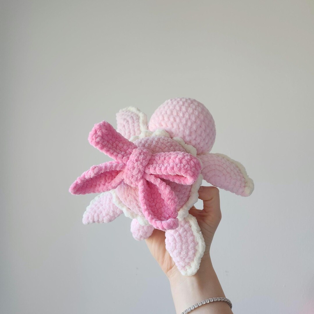 Coquette Pink Turtle, Amigurumi Crochet Turtle in Pink and Vanilla With ...