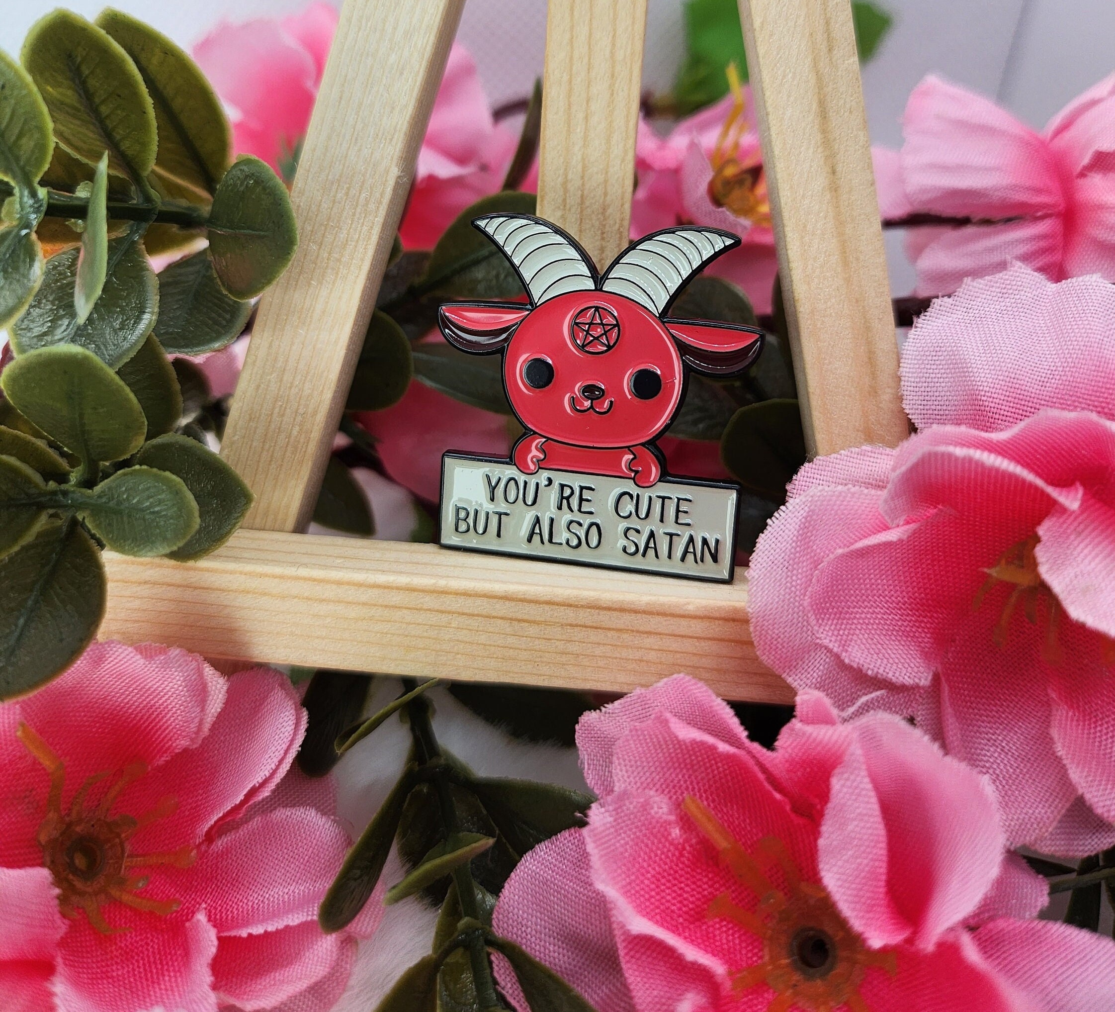 You're Cute but Also Satan Enamel Pin, Halloween Accessory Pin Badge - Etsy