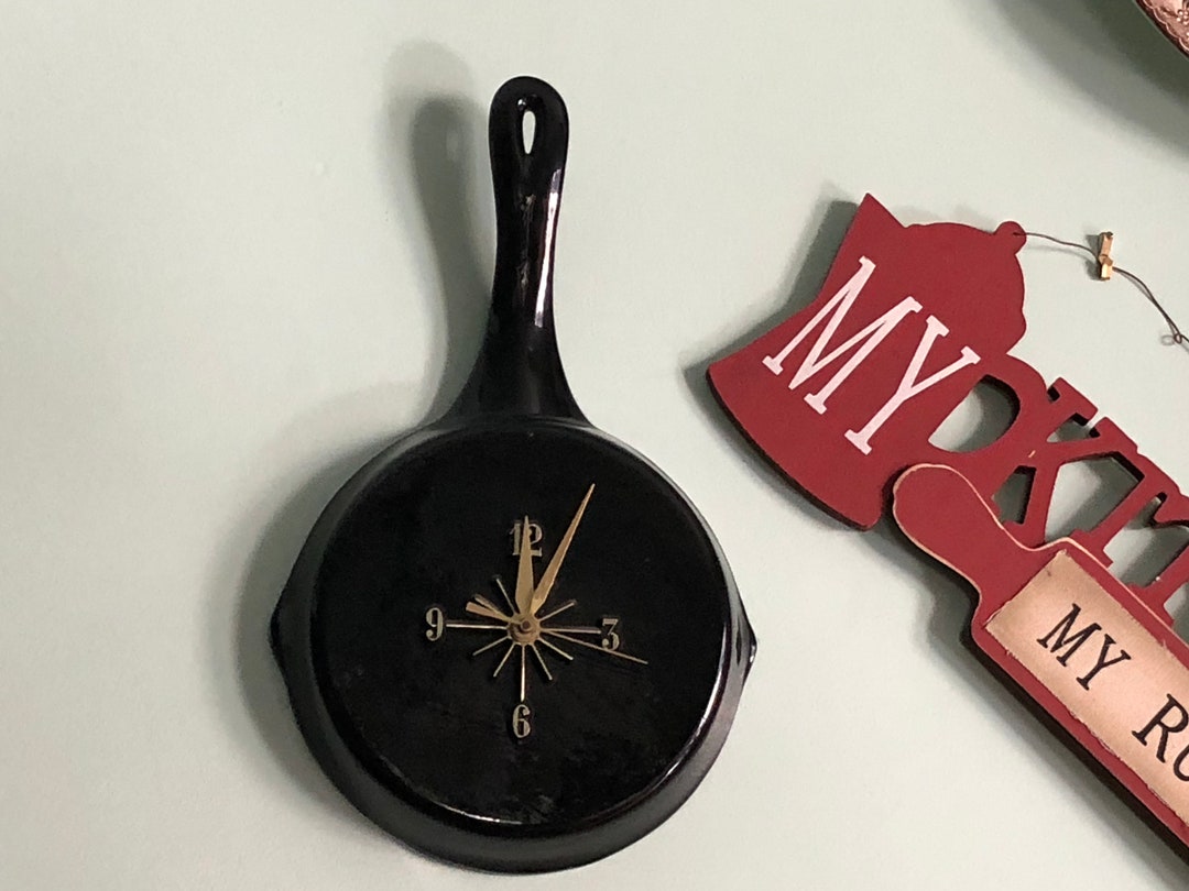 Ceramic cast Iron Frying Pan Clock Molded Hand - Etsy