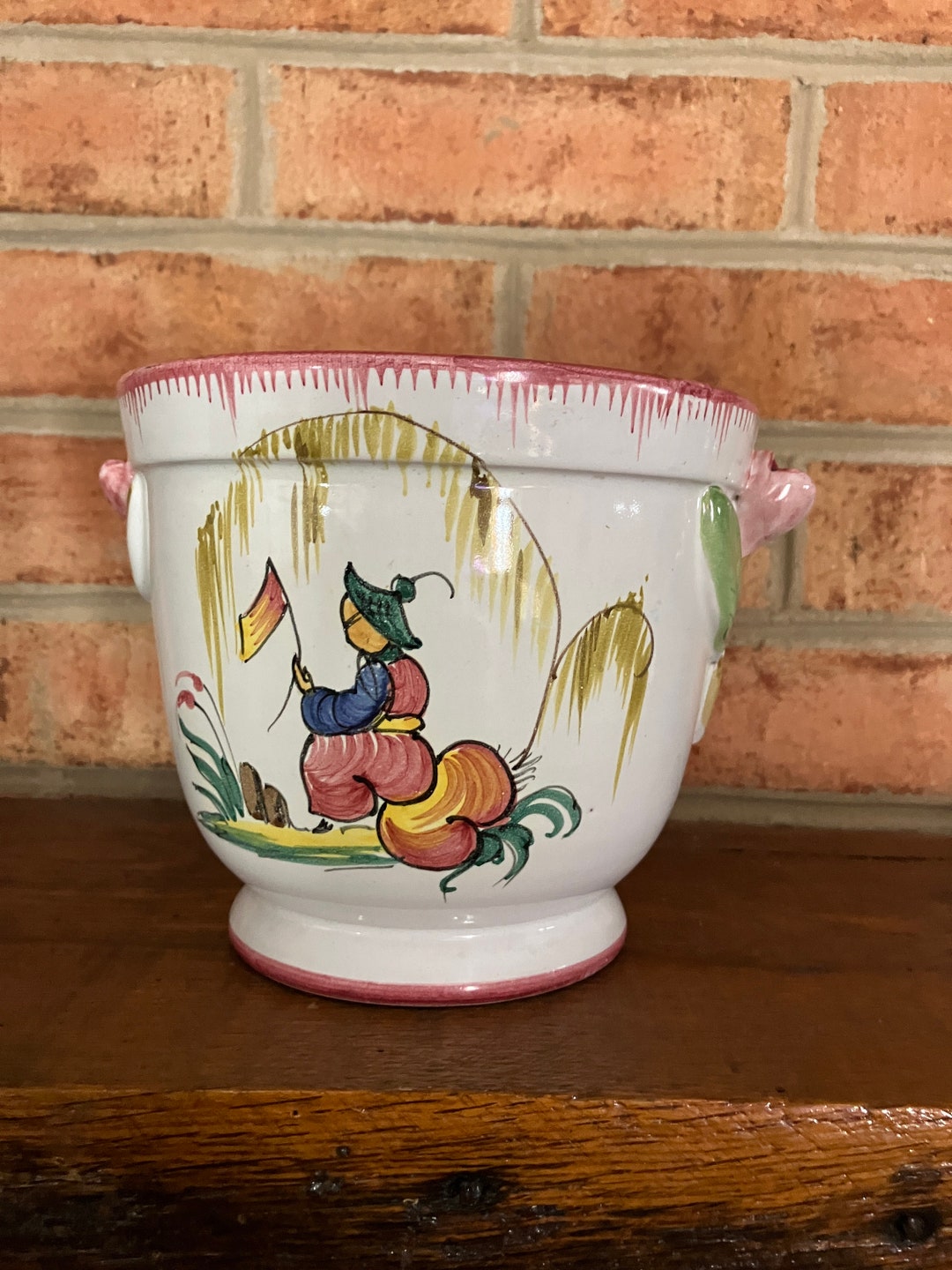 Planter Cachepot Made in Italy Hand Painted Asian Design With Flower ...