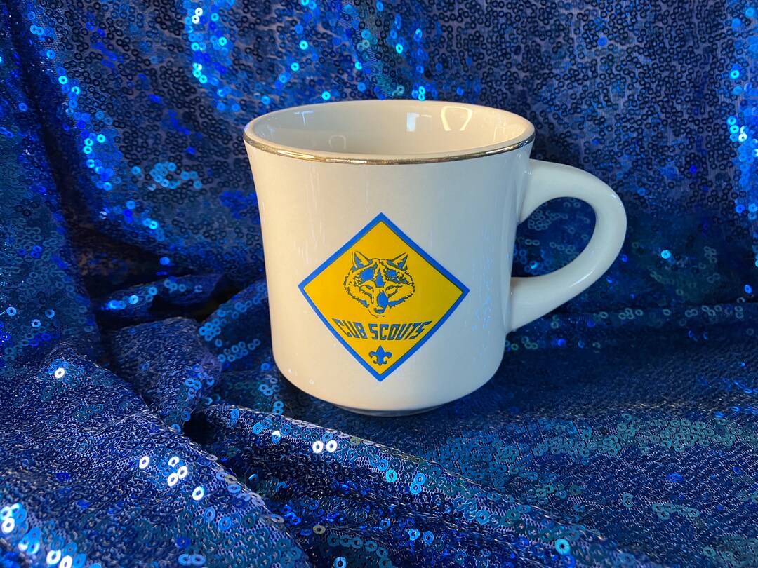 Cub Scout Metallic Gold Trimmed Coffee Tea Mug Cup With Yellow Blue ...