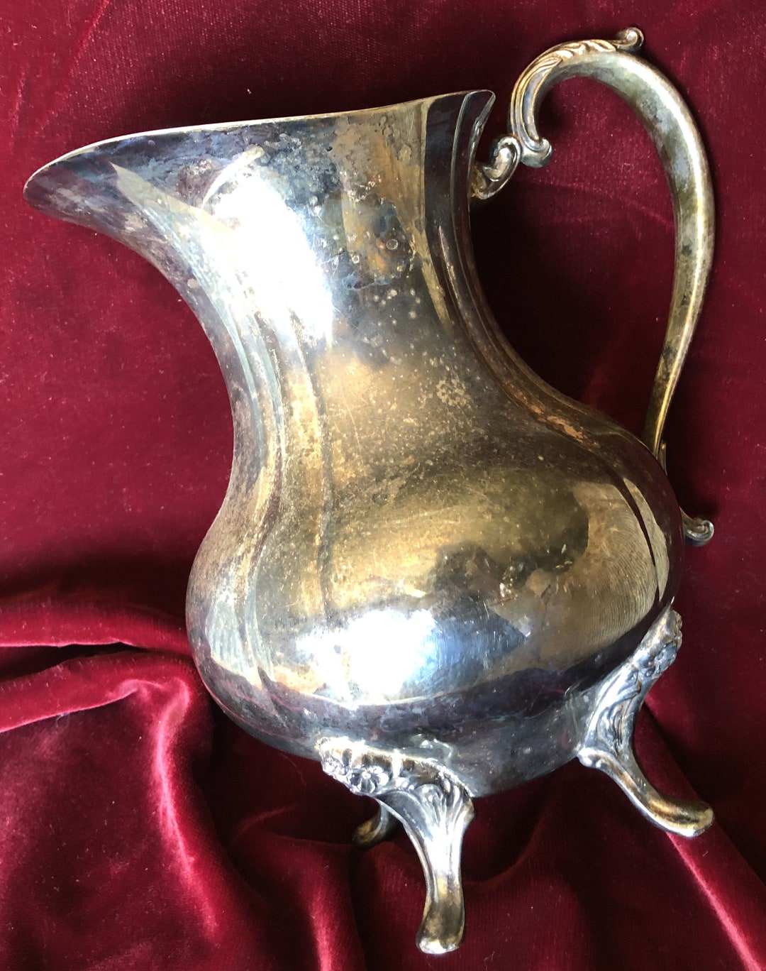 Sheridan Taunton Silversmiths Footed Silver Water Pitcher With Ice Lip - Etsy