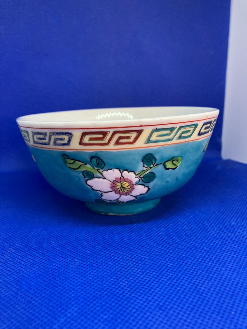 Asian Ceramic Porcelain Rice Bowl - Hand Painted Multi Floral - Etsy