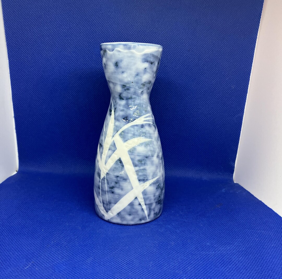 Vintage Japanese Sake Bottle Blue and White Bamboo 5 Inch - Etsy