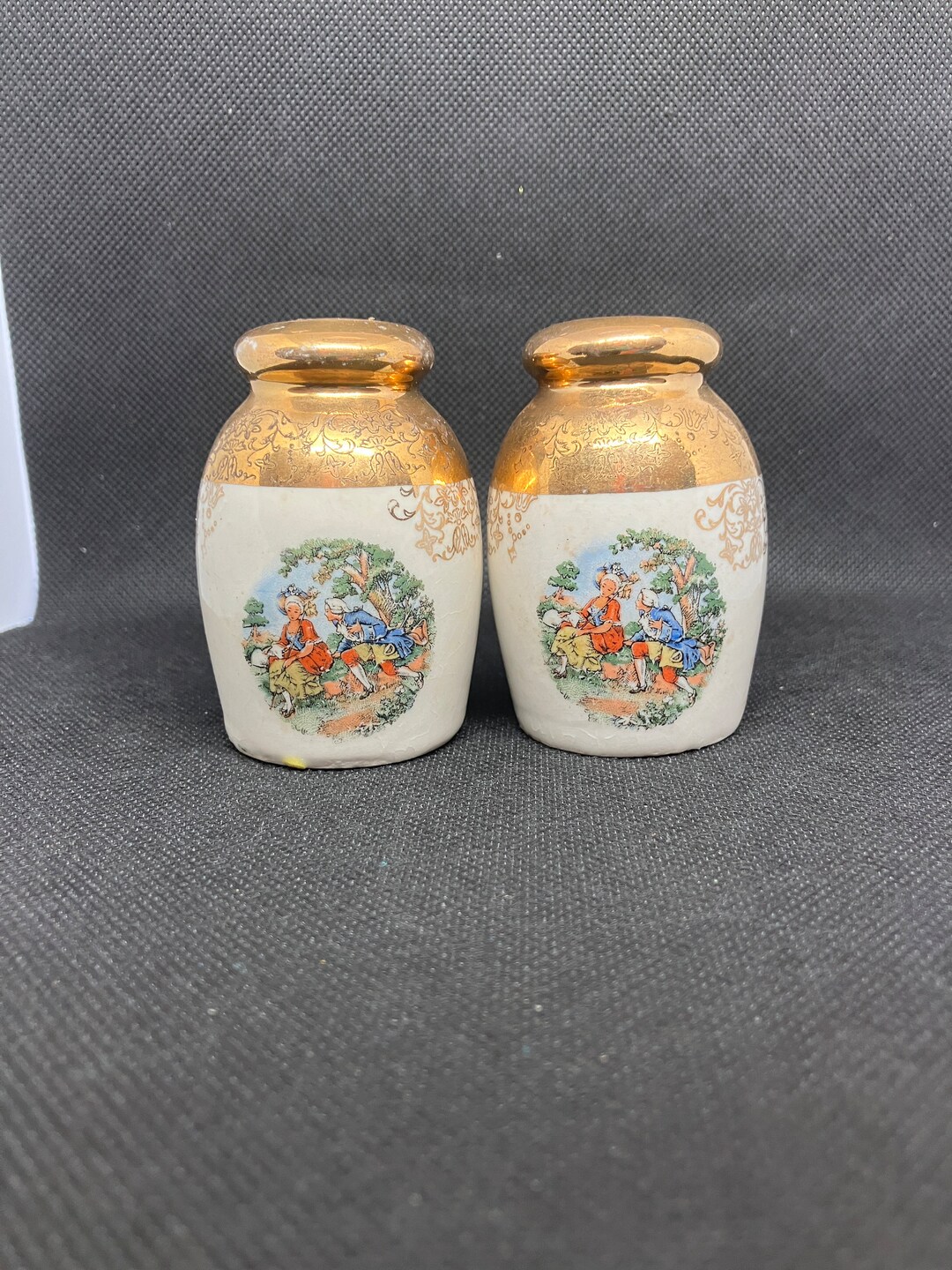 Dancing Couple Gold Trim Salt & Pepper Shakers With Cork Closure - Etsy