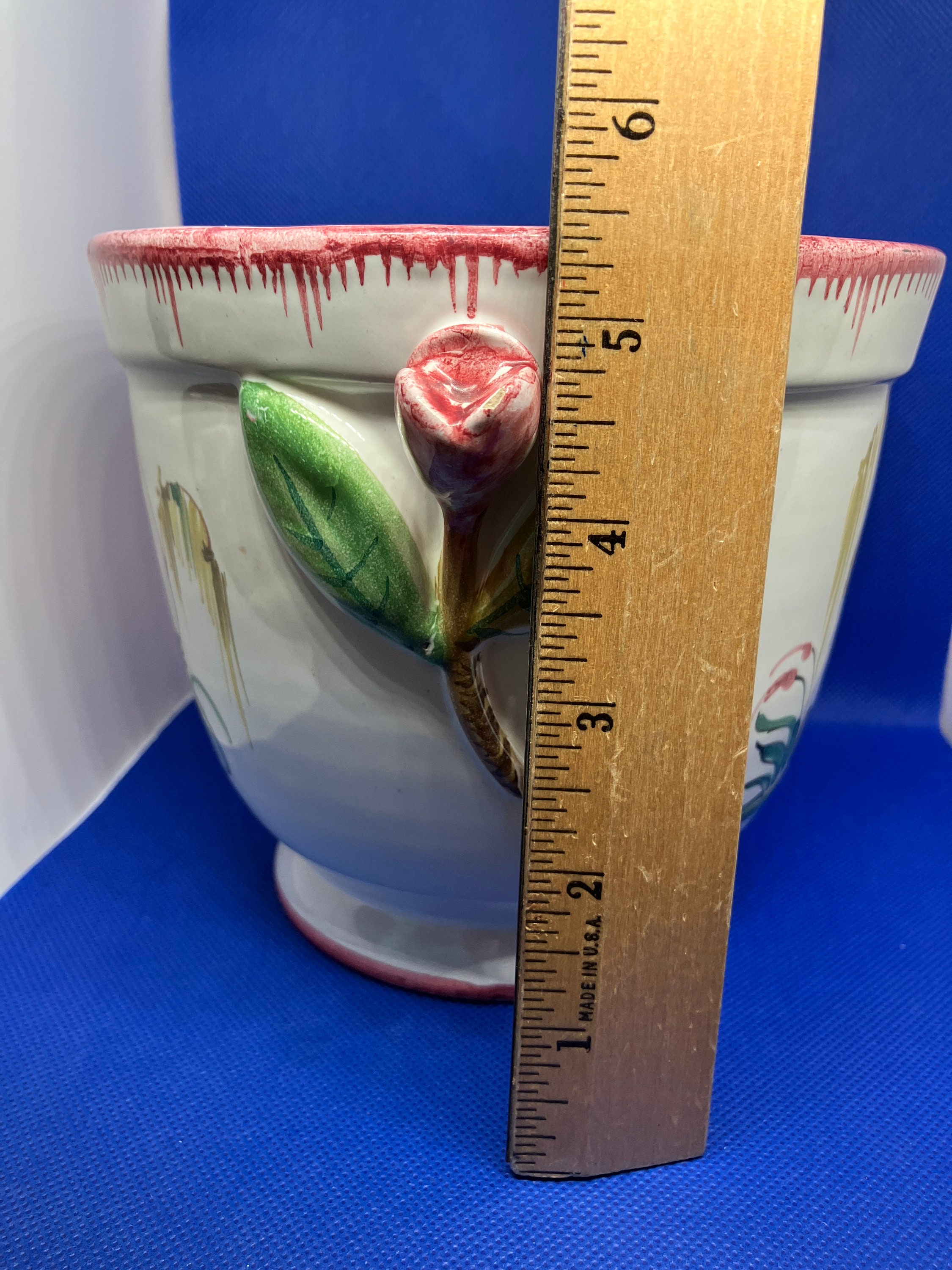 Planter Cachepot Made in Italy Hand Painted Asian Design With Flower ...