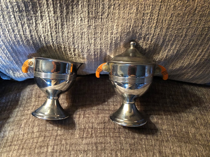 Art Deco Chrome Coffee Percolator Creamer Sugar Bowl Set With - Etsy