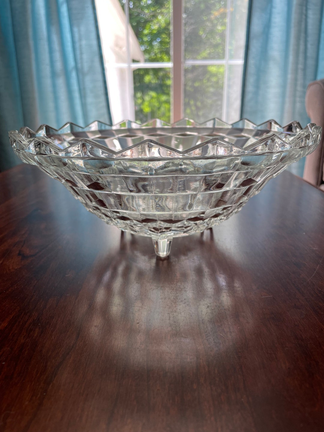 Clear Glass Diamond Point Bowl, 10 Diameter - Etsy