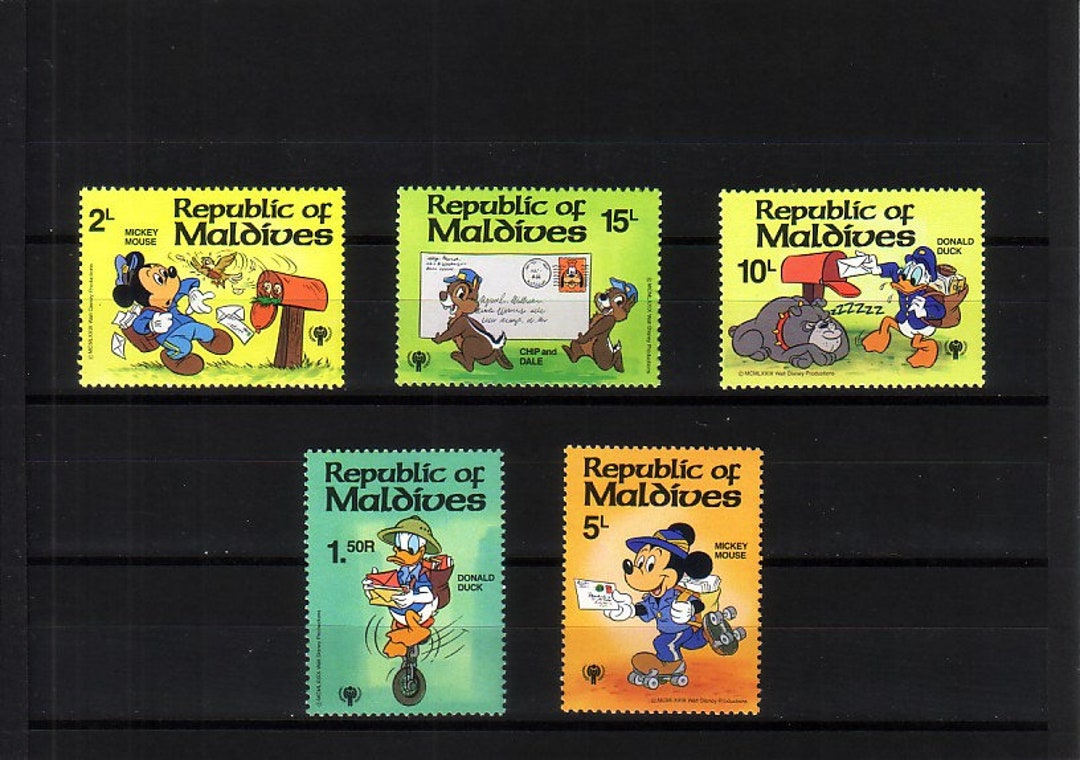 Mickey Mouse Walt Disney Maldives Stamps Mint Never Hinged - Etsy