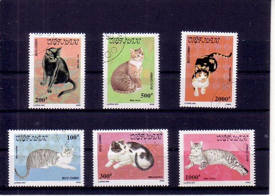 Cats Viet Nam Stamps Stamped - Etsy