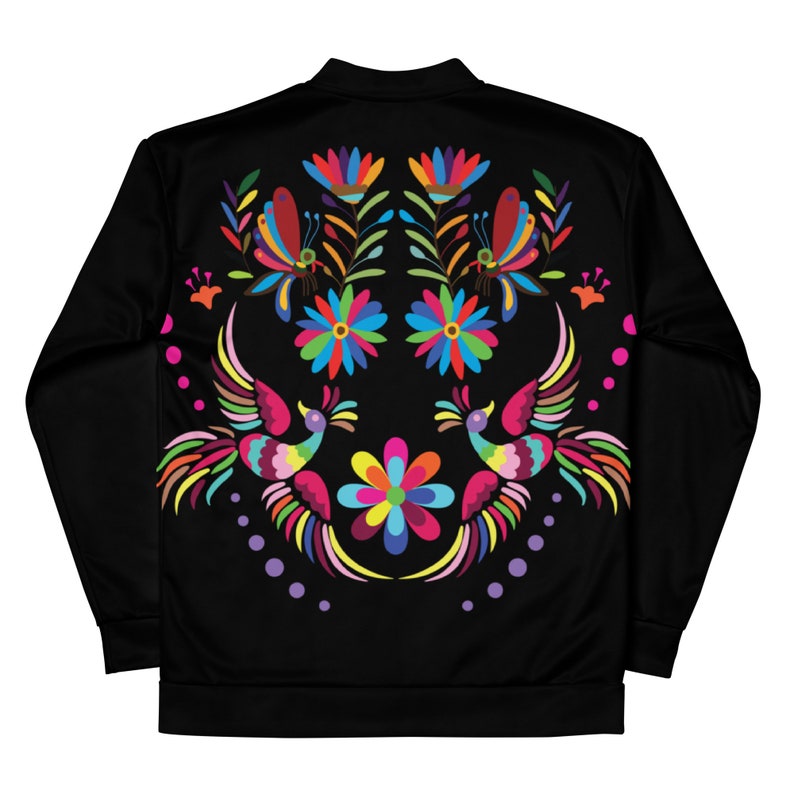 Premium Unisex Black Otomi-style Mexican Bomber Jacket With ULTRA High Quality Unfadeable Print ...
