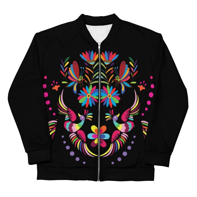 Premium Unisex Black Otomi-style Mexican Bomber Jacket With ULTRA High Quality Unfadeable Print ...