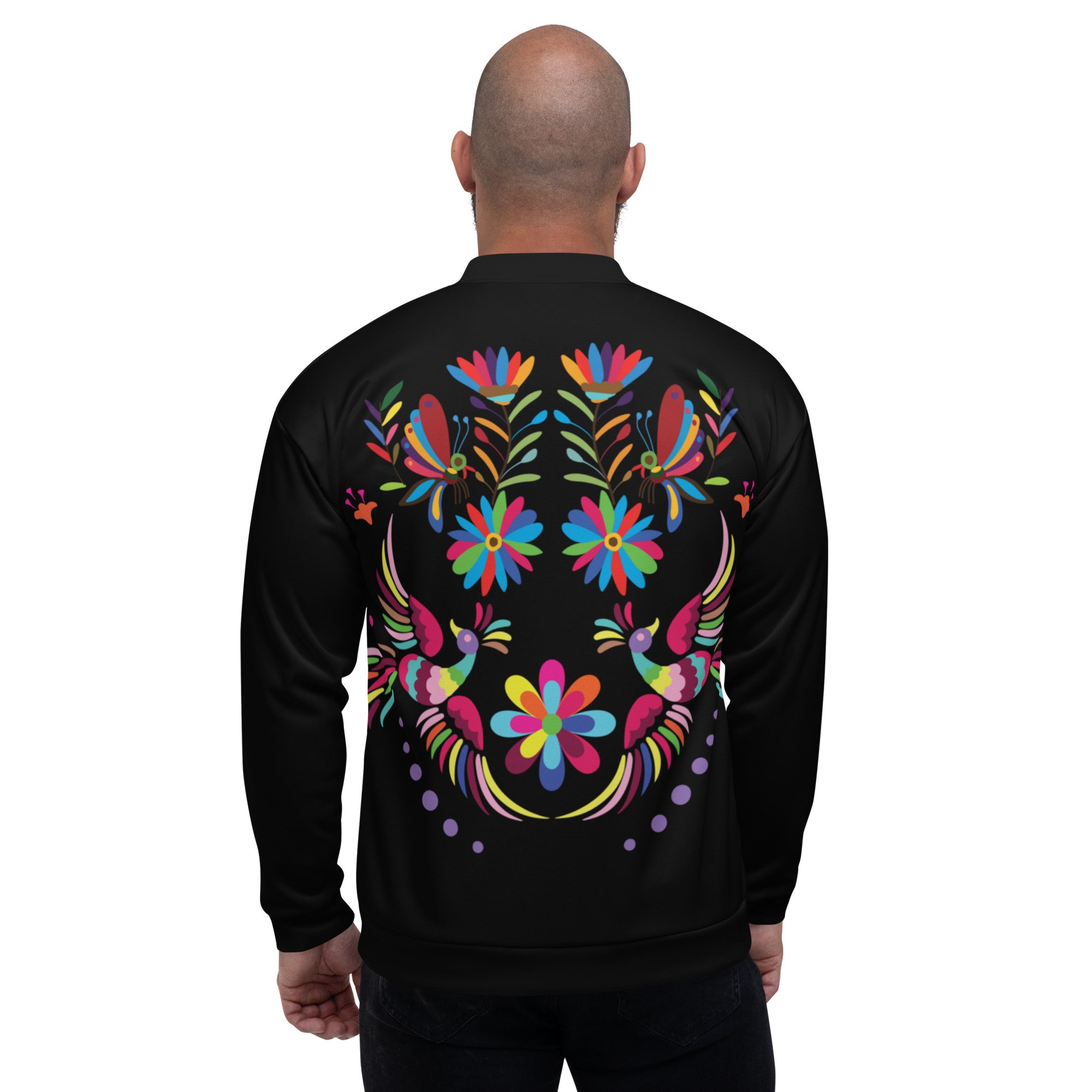 Premium Unisex Black Otomi-style Mexican Bomber Jacket With - Etsy