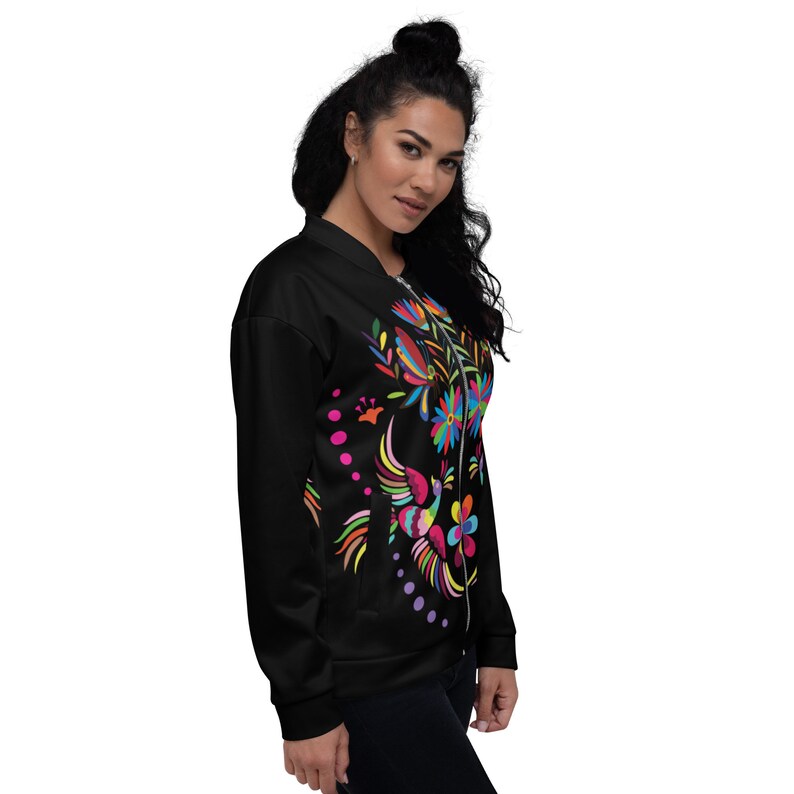 Premium Unisex Black Otomi-style Mexican Bomber Jacket With ULTRA High Quality Unfadeable Print ...