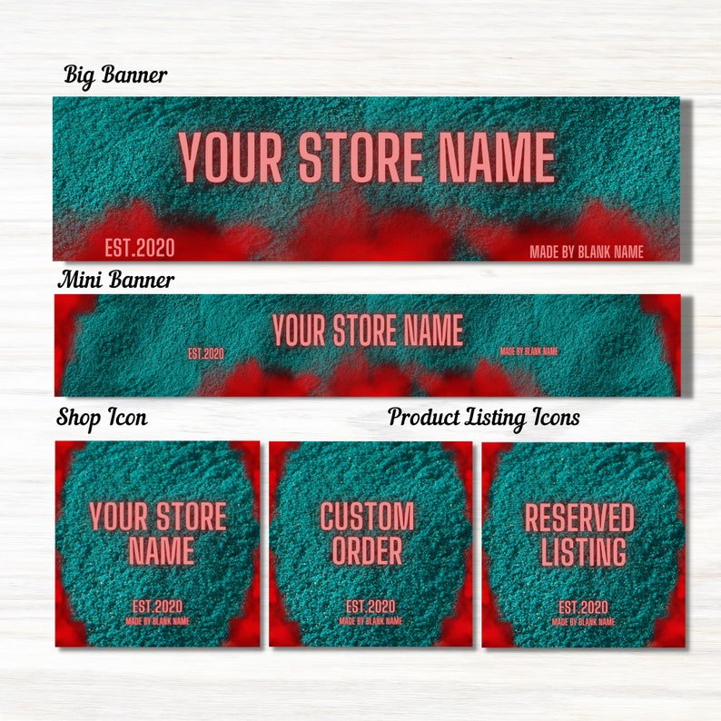 Etsy Shop Banner Template Store Branding Editable Esty Header Teal
