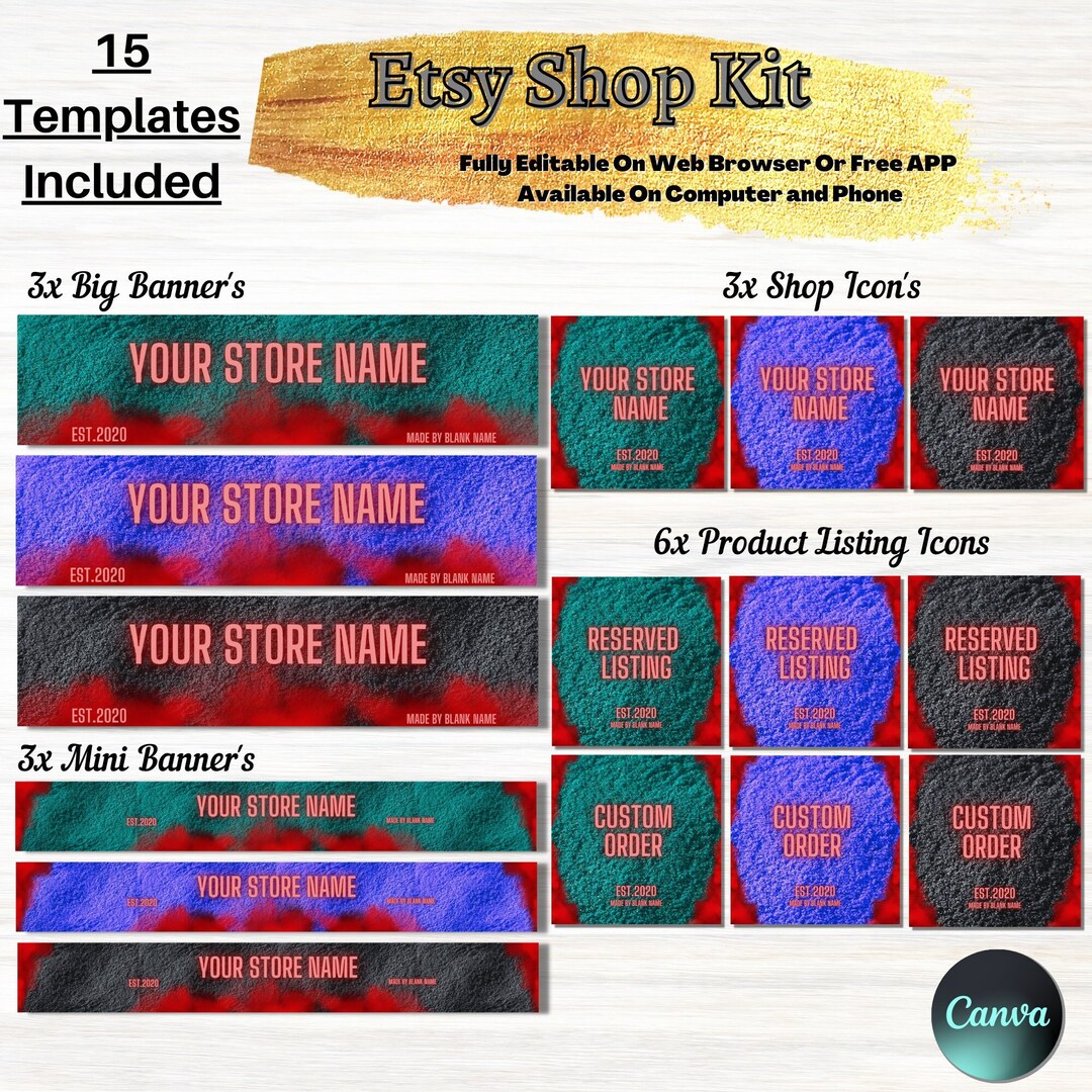 Etsy Shop Banner Template, Store Branding, Editable Esty Header ,teal ...