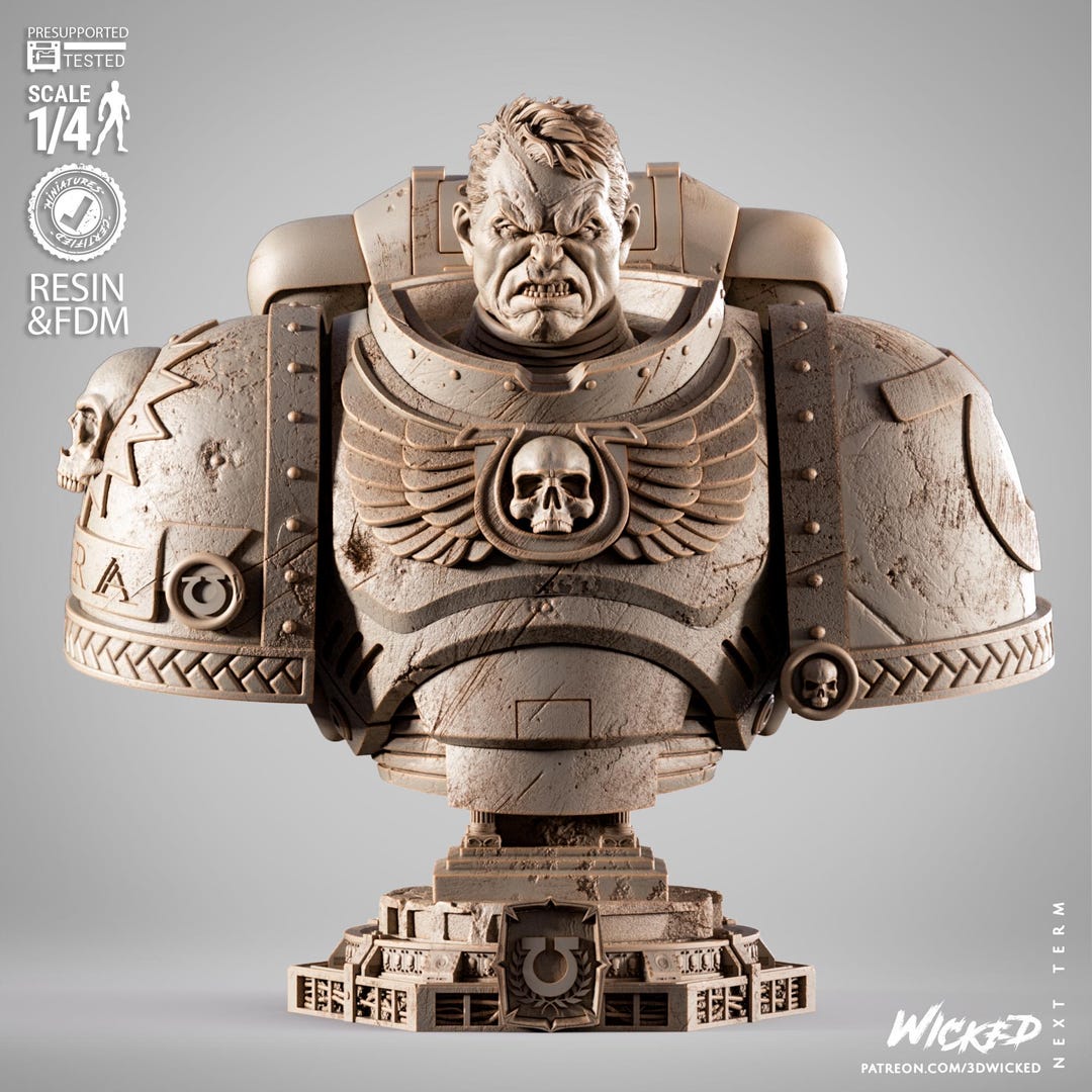 Warhammer 40K Titus 3D Printed Resin Bust by Wicked 3D - Etsy