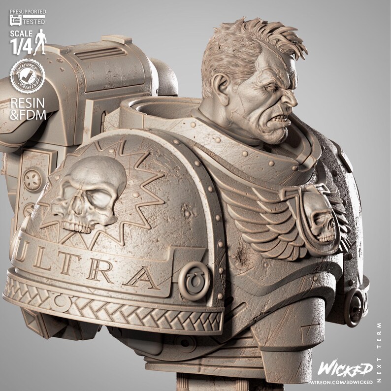 Warhammer 40K Titus 3D Printed Resin Bust by Wicked - Etsy