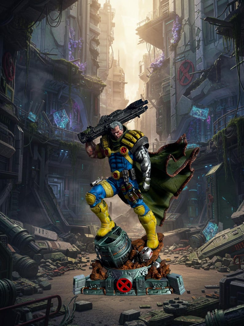Marvel's Cable Fan Art 3D Printed Statue by Wicked - Etsy