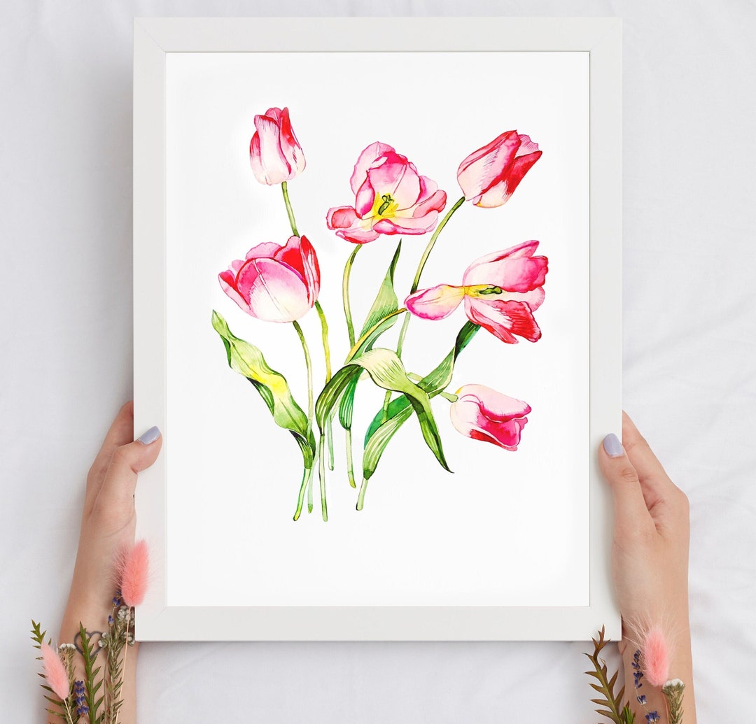 Tulips Painting Original · Tulips Watercolor Art · Tulips Wall Art ...