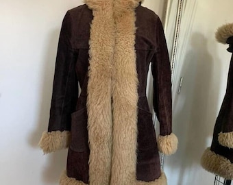 PENNY LANE COAT. Vintage Insane Beautiful 60s 70s Style Suede Leather & Mongolian Tibetan Fur ...