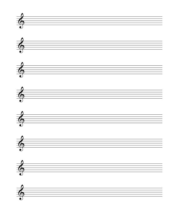 Blank Music Sheet Treble Clef. Digital File | Etsy