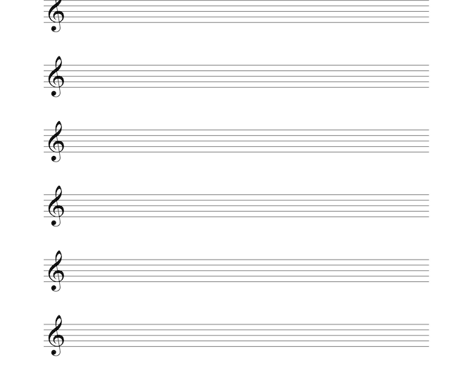 Blank Music Sheet- Treble Clef. Digital File! - Etsy