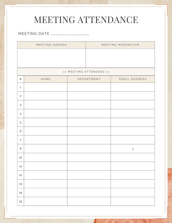 Meeting Attendance Digital File - Etsy