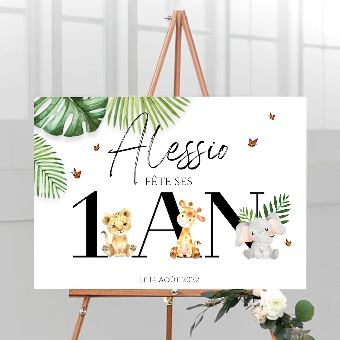 Affiche anniversaire personnalisée / Jungle / Savane / Safari / Animaux ...