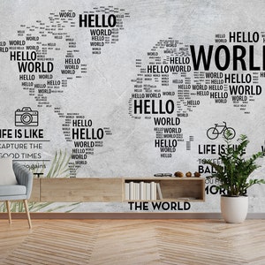Word Wallpaper World Maps Wall Decor World Map World Map - Etsy