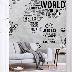 Word Wallpaper World Maps Wall Decor World Map World Map - Etsy