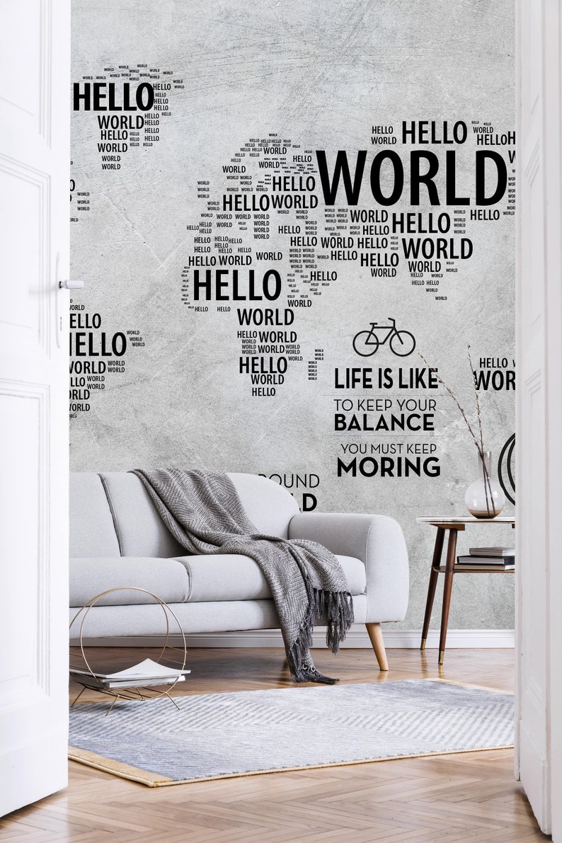 Word Wallpaper World Maps Wall Decor World Map World Map - Etsy