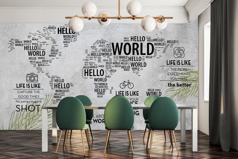 Word Wallpaper World Maps Wall Decor World Map World Map - Etsy