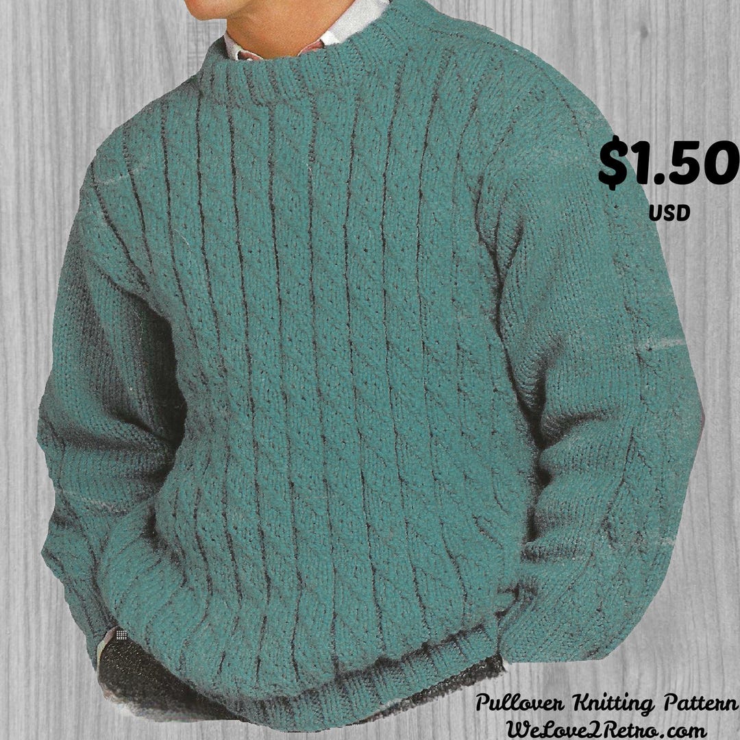 601 Easy Men's Sweater Knitting Pattern +1 FREE PATTERN, Men's Sweater ...