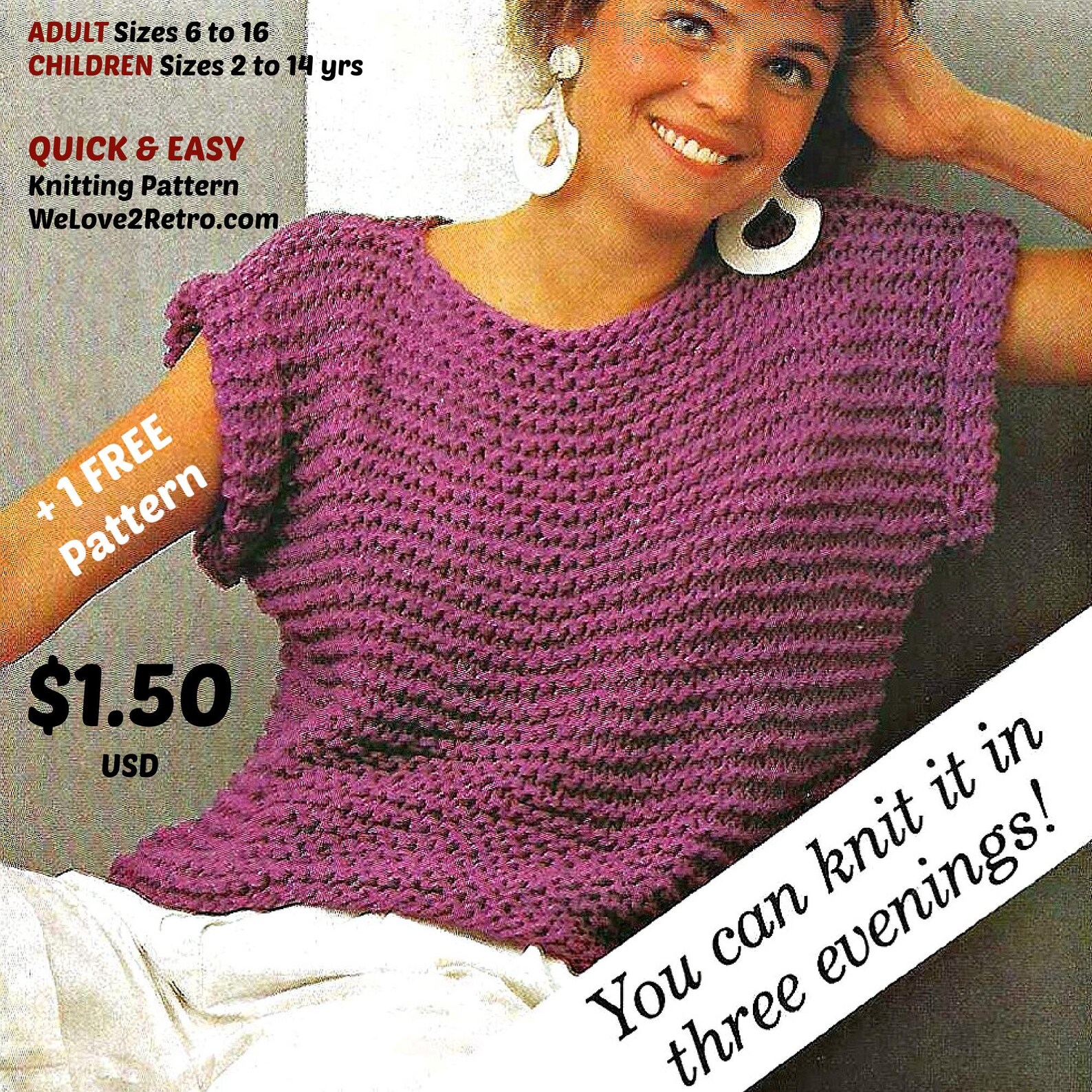 835 QUICK and EASY Summer Top Knitting Pattern +1 FREE Pattern, Knit ...