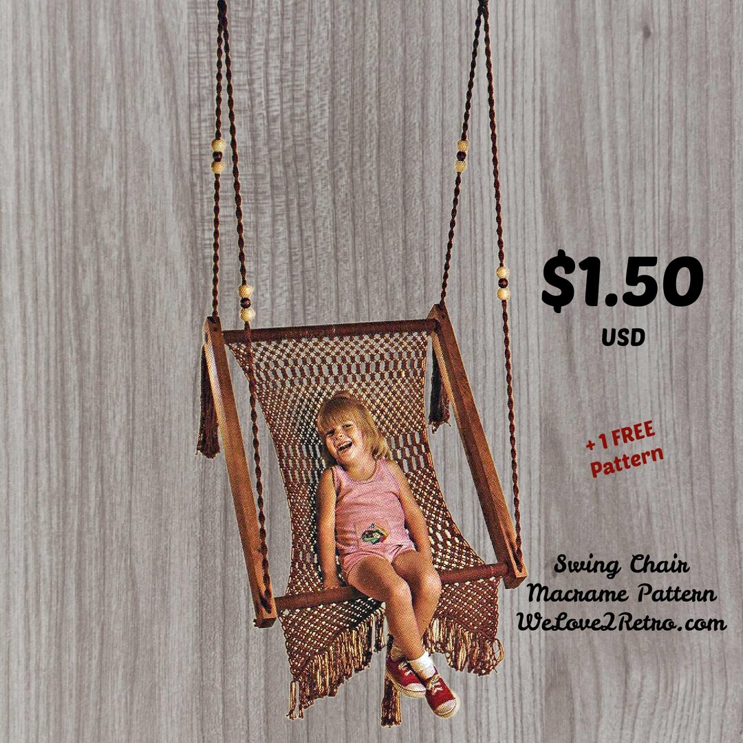 374 Swing Chair Macrame Chair Pattern +1 FREE PATTERN, Vintage Macrame ...