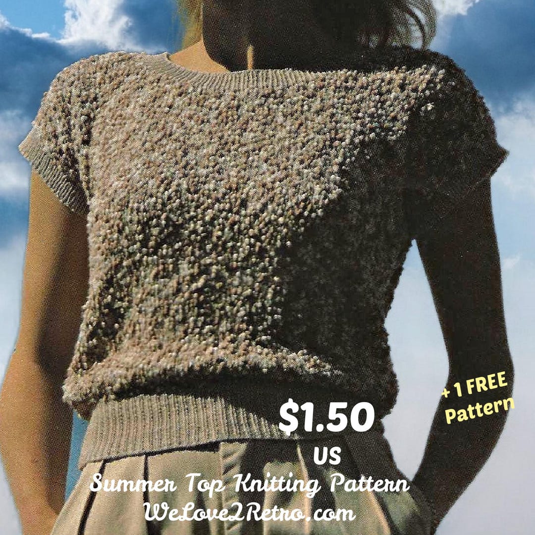 411 Summer Top Knitting Pattern, Knit Easy Sun Top, Hand Knit Sun Top ...