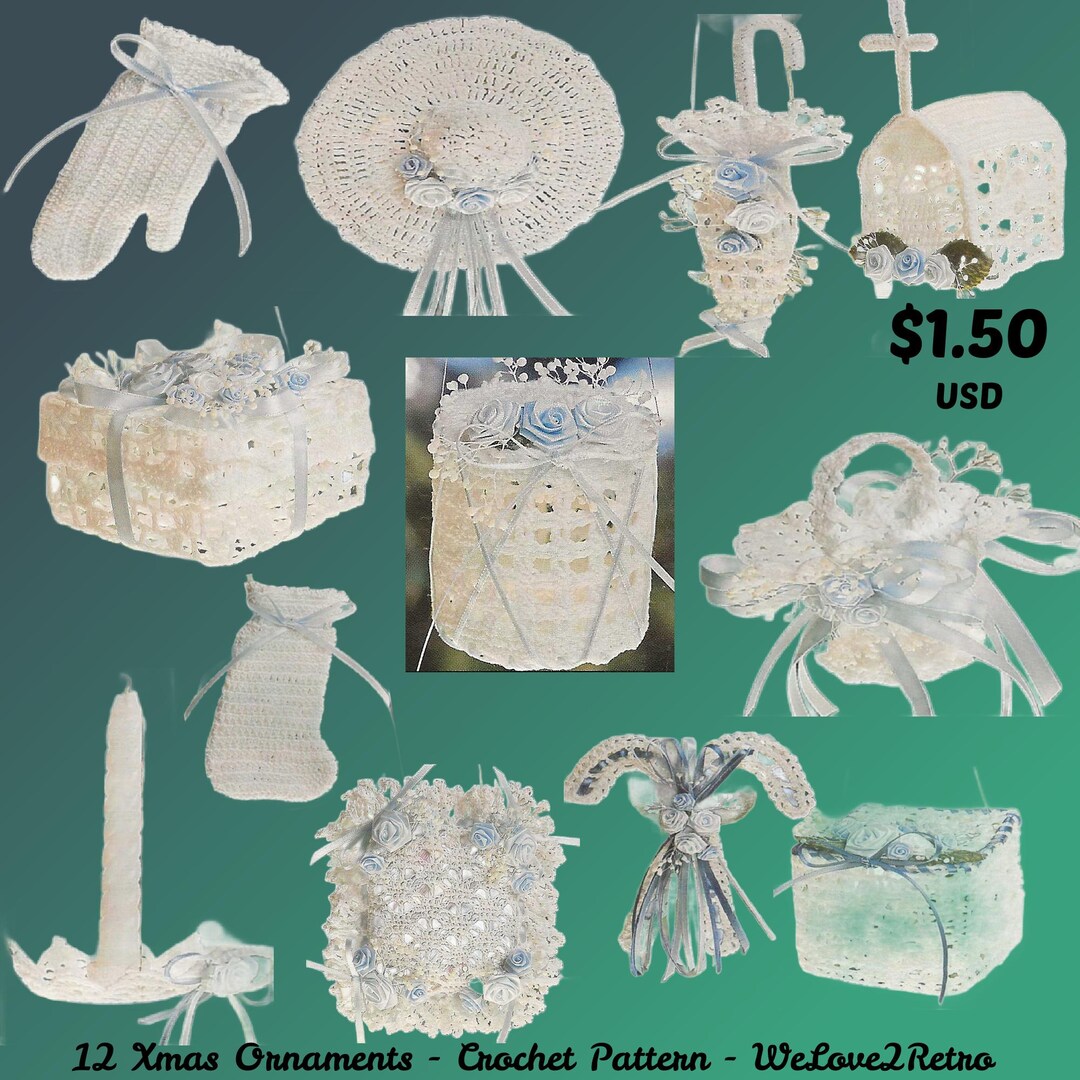 226 - 12 Victorian Christmas Tree Ornament Crochet Patterns +1 FREE ...